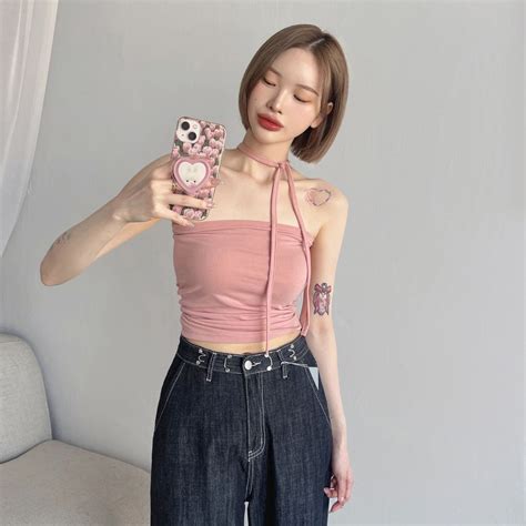 드포유 11힙한무드 Y2k 레이어드 스트랩 홀터 리본 초커 끈나시 홀터넥나시 튜브탑 스트랩나시 크롭나시 탑나시 여름나시 9color