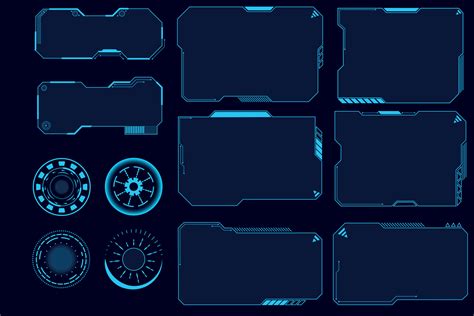 Set Of Modern Sci Fi Ui Elements Hud Control Panel Templates Of Blocks Of Technical Digital