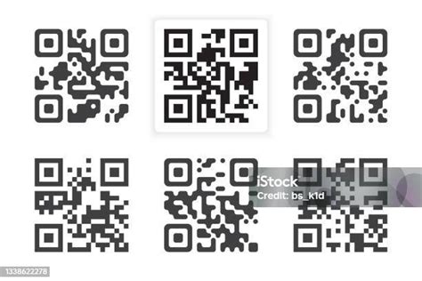 디자인에 대한 Qr 코드 집합입니다 검은 색 Qr 코드는 휘트 배경에 격리 벡터 일러스트레이션 0명에 대한 스톡 벡터 아트 및