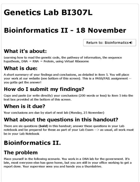Lecture Notes Marketing Return To Bioinformatics Bioinformatics Ii