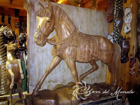 Statua Cavallo H 105 Cm In Legno Di Suarn Ce 488 Arredamentoetnico Eu