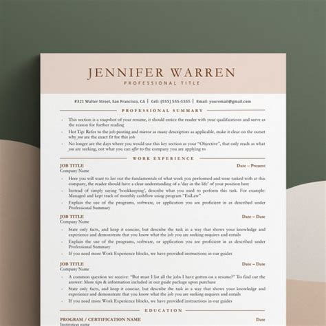 CV Resume Template Word Pages Google Docs Resume Etsy