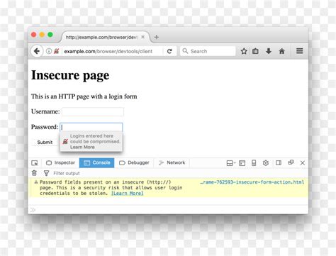 Insecure Login Form Shown With The Web Console And Url Password Hd