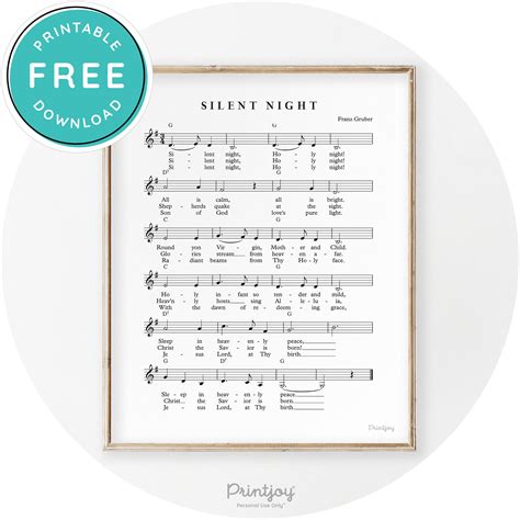 Silent Night Sheet Music Christmas Transitional Art Decor Free Printab