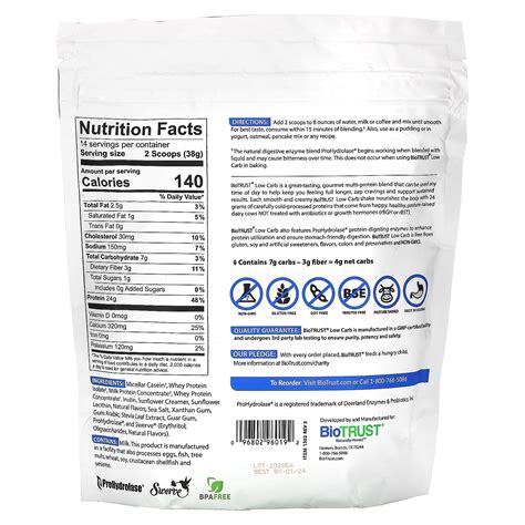 Biotrust Low Carb Pasture Raised Four Protein Blend Vanilla Cream 1