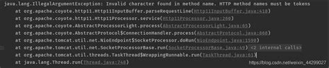 Javalangillegalargumentexception Invalid Character Found In Method Name Method Names