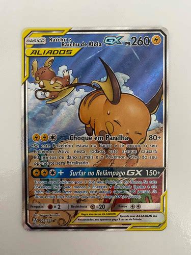 Card Pokemon Raichu E Raichu De Alola Gx Secreta Copag Frete Grátis