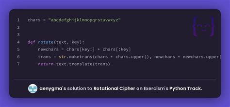 Aenygma S Solution For Rotational Cipher In Python On Exercism