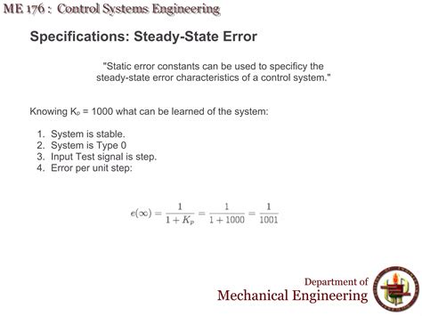 Lecture Me Steady State Error Ppt