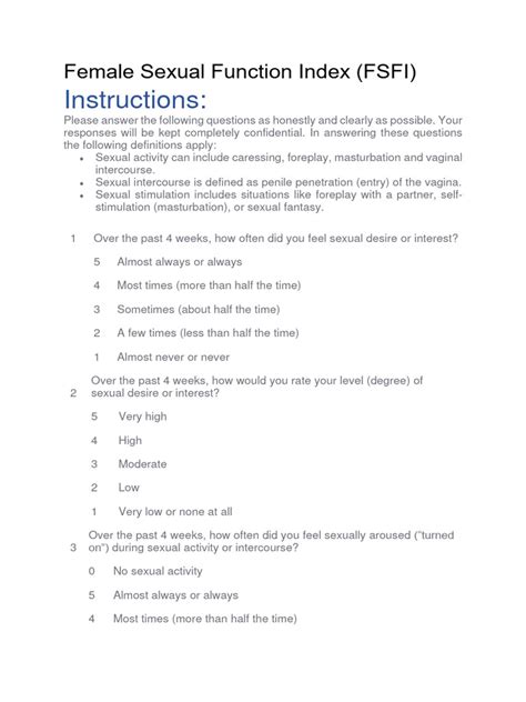 Female Sexual Function Index Pdf Sexual Intercourse Orgasm