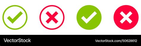 Check Mark And X Set Icon Simple Web Buttons Vector Image