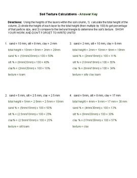Soil Texture Calculations By Birch Nature TPT