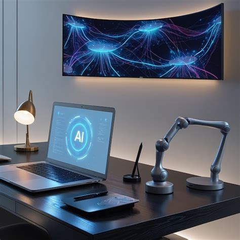 Workspace With Ai Integration Premium Ai Generated Image
