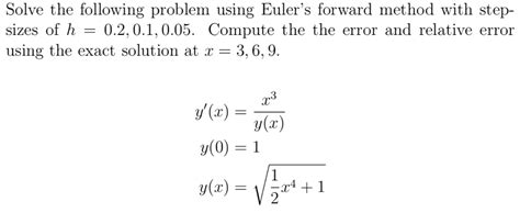 Solved Solve The Following Problem Using Eulers Forward