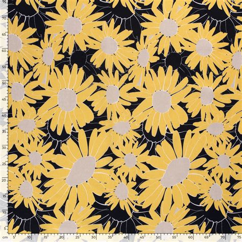 Viskoze ar linu Dzelteni ziedi gr m² EK Audumi