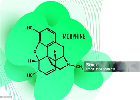 Formula Kimia Morfin Alkaloid Opium Dengan Bentuk Cairan Cair Pada Latar Belakang Putih