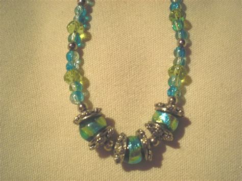 Vintage Crystal And Crackle Glass Bead Bracelet For Sale