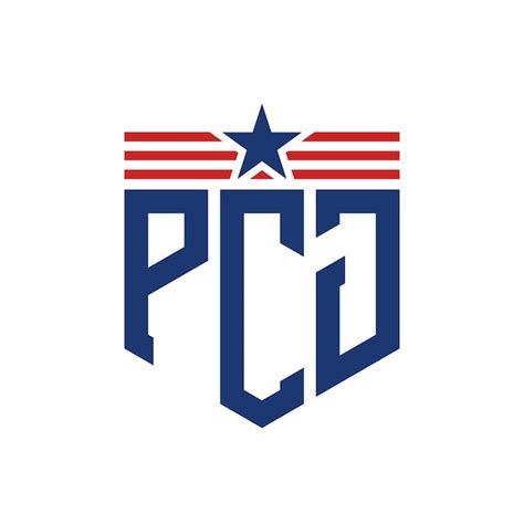 Premium Vector Patriotic Pcj Logo With Star And American Flag Straps