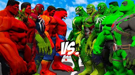 Team Red Hulk Vs Team Green Venom Flash Captain Hulk Spider Hulk