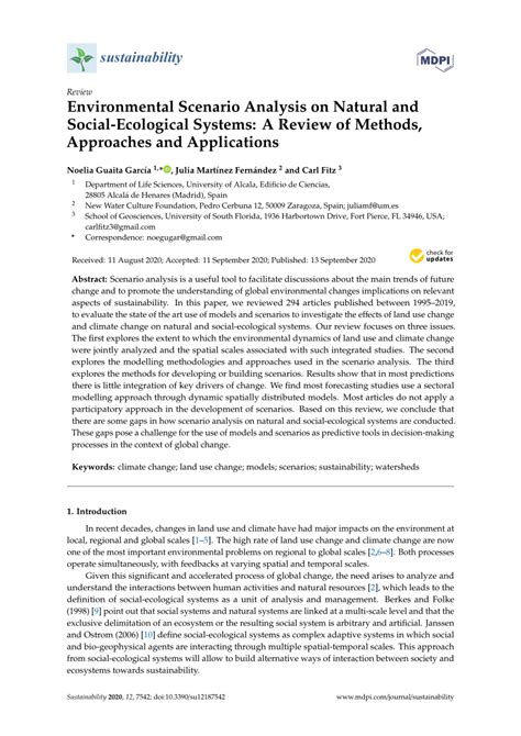 Pdf Environmental Scenario Analysis On Natural And Social Ecological Systems A Review Of