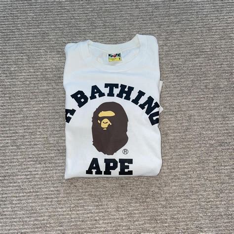 Bape Long Sleeve White T Shirt Size Small Great Depop