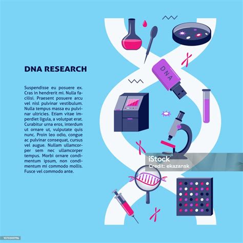 扁平化醫學海報範本的 Dna 研究向量圖形及更多平面設計圖片 平面設計 機械 科學 Istock