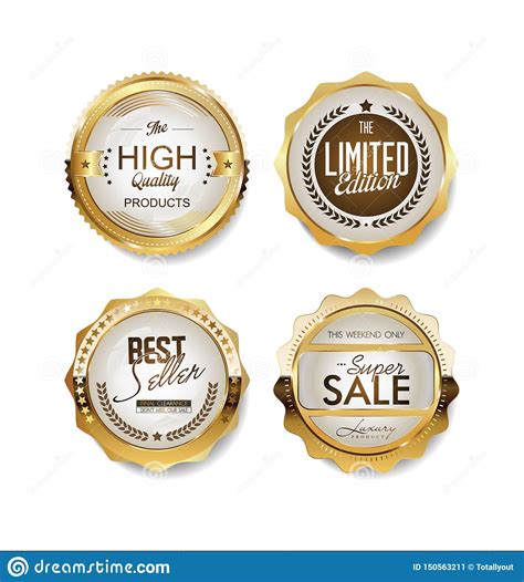 Golden Sale Labels Retro Vintage Design Collection Stock Illustration
