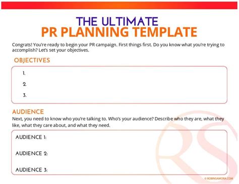 The Ultimate PR Planning Template Robin Samora