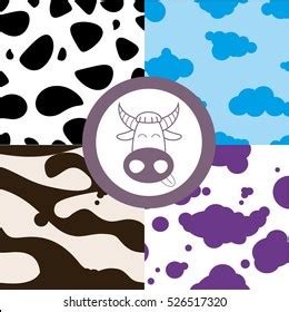 Four Cow Theme Seamless Backgrounds Vector Stock Vector Royalty Free Shutterstock