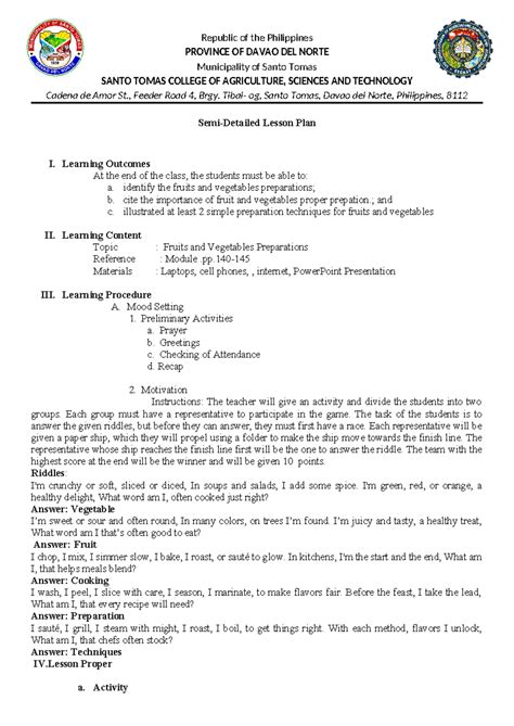 Lp Format Sample Lp Republic Of The Philippines Province Of Davao Del Norte Municipality Of