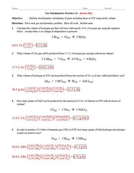 Stoichiometry Worksheets And Key