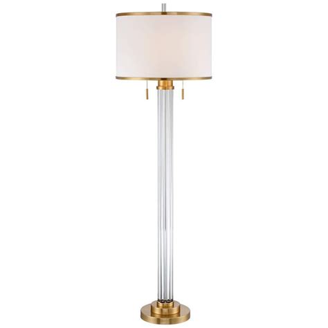 Possini Euro Cadence Crystal Column Floor Lamp Satin Brass 15d16