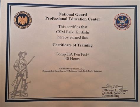 Faik Kurtishi On Linkedin Comptia Pentest National Guard Profesional