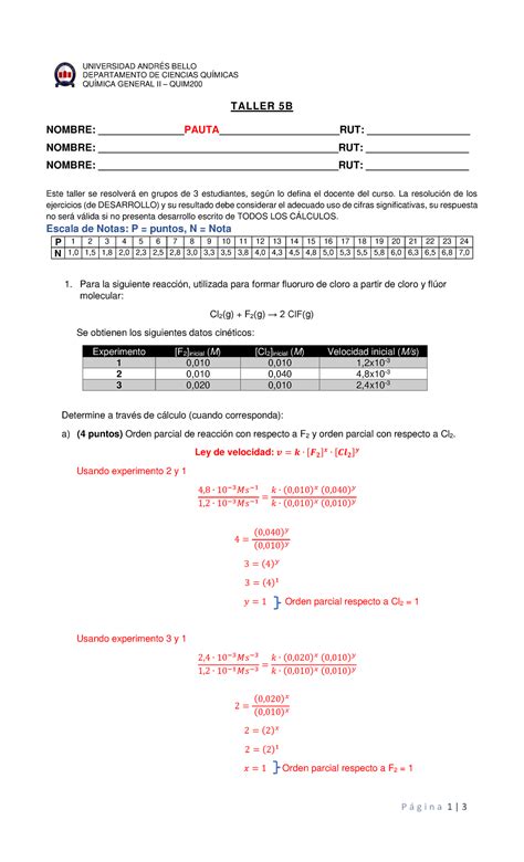 Pauta Taller 5B QUIM200 202320 P á g i n a 1 3 UNIVERSIDAD ANDRÉS