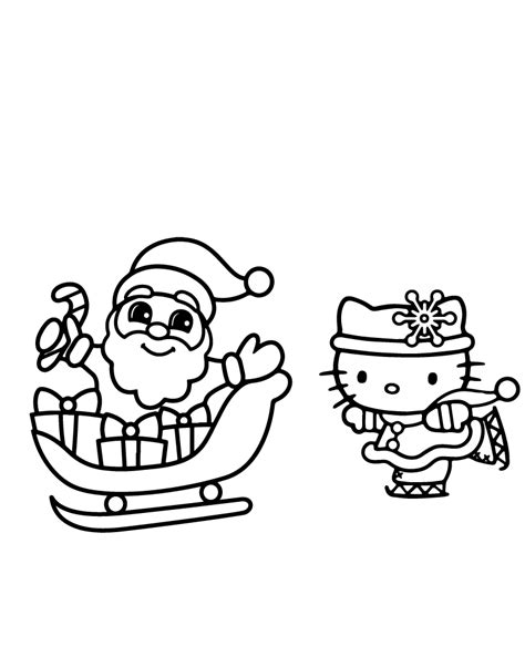 Santa Hello Kitty Coloring Pages 2025