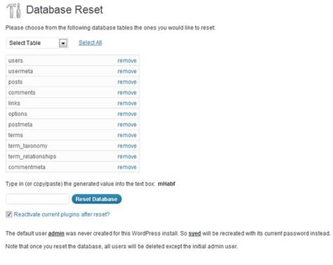 reset your wordpress database for a fresh start