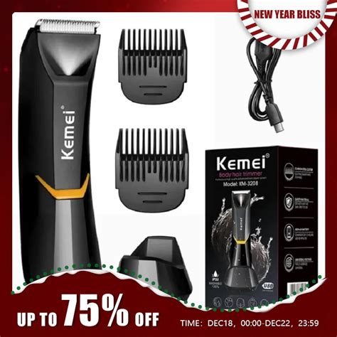 Kemei Waterproof Body Hair Trimmer Electric Shaver Menwomen Groin
