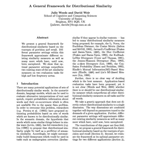 a general framework for distributional similarity acl anthology
