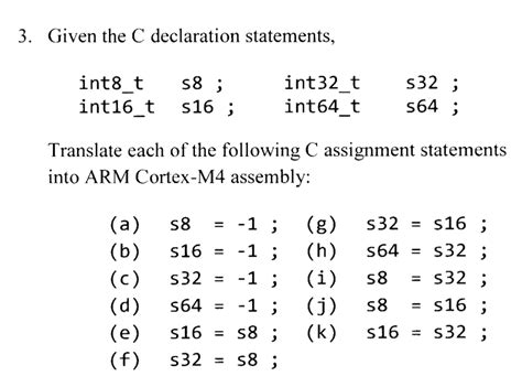Solved Given The C Declaration Statements Int8t S8