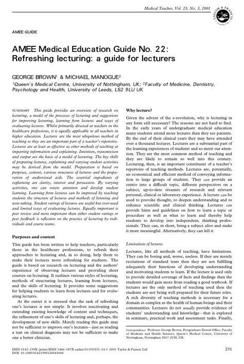 Pdf Lecturing