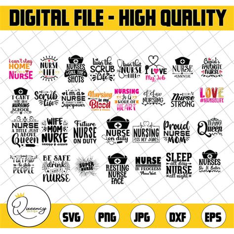 Nurse Bundle Svg 8 Designs Cut Files Dxf Files Nurse Inspire