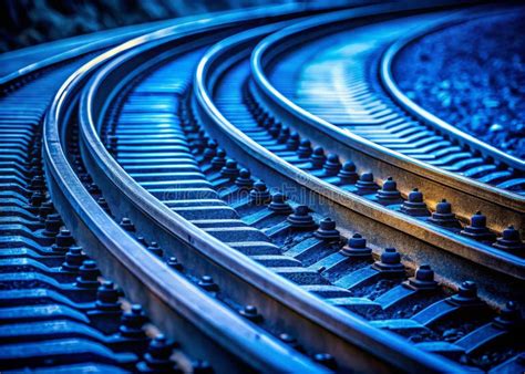 Intricate Circular Railway Track A Macro View Of Rail Patterns And Curves On A Dark Stock