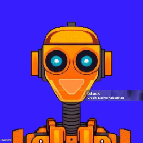Robot Nft Pixel Art Personnage De Dessin Animé Icône Vectorielle
