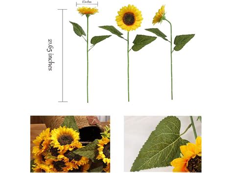 Pçs Flores de Girassol Artificiais Haste Longa Seda Falsa Decoração de Girassóis para