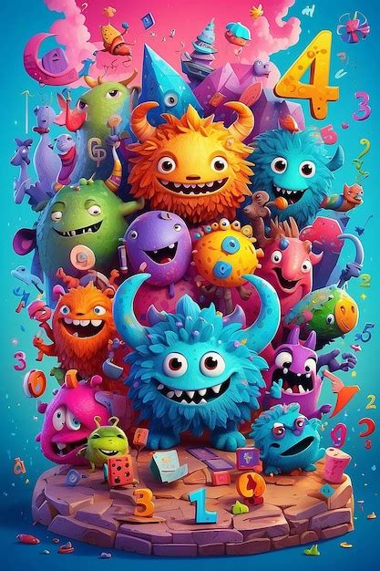 Premium Photo Colorful Math Cover With Mathematical Signs Monsters Glitter Adventure Fantasy