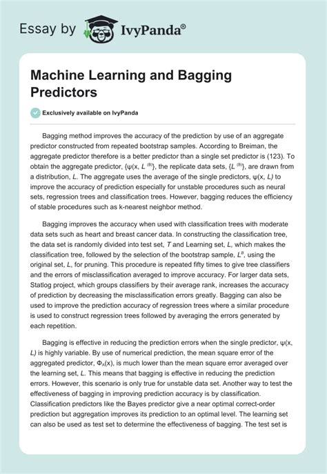 Bagging Algorithm Machine Learning By Leo Breiman Words Critical Writing Example