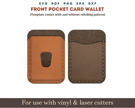 Leather Front Pocket Card Wallet Svg Template Pdf Leather Minimalist