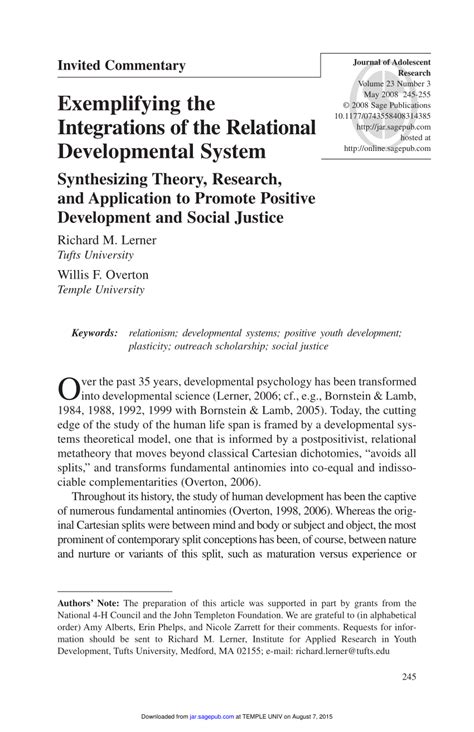 Pdf Exemplifying The Integrations Of The Relational Developmental