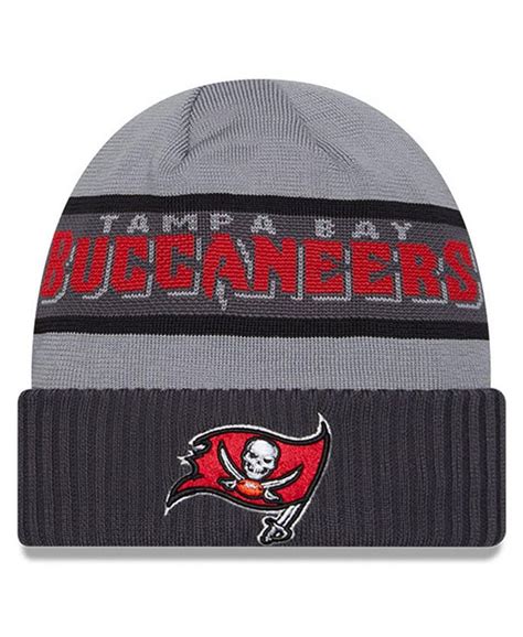New Era Mens Gray Tampa Bay Buccaneers 2023 Sideline Tech Cuffed Knit