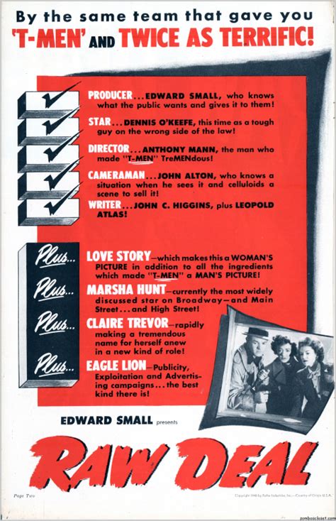 Raw Deal 1948 Pressbook From Zombos Closet